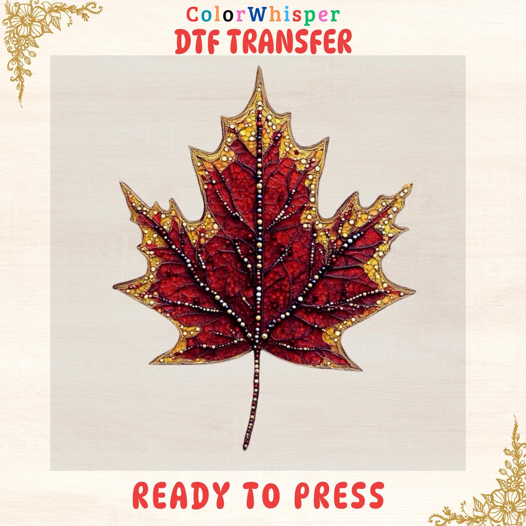 Glitter Maple Leaf DTF Transfer: Red Gold Fall Shirt Iron-on - Etsy
