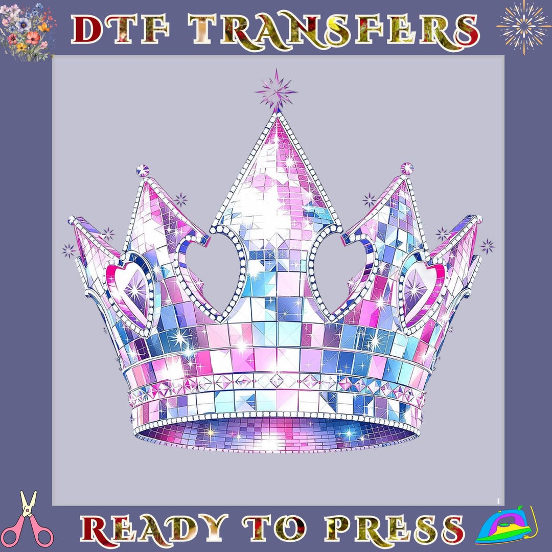 Holographic Queen Crown DTF Transfer, Sparkling Crown Art Her Gift ...