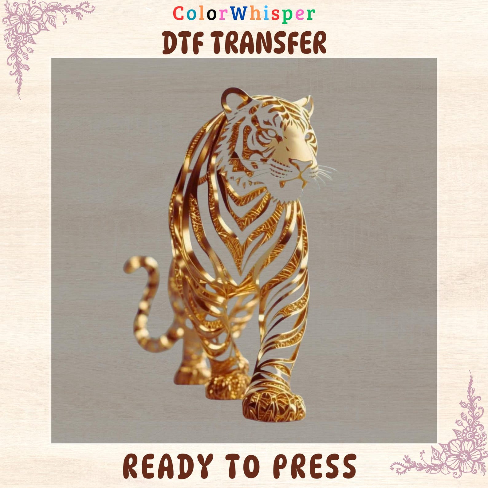 Gold Tiger DTF Transfer: Power & Elegance Animal Shirt Design - Etsy