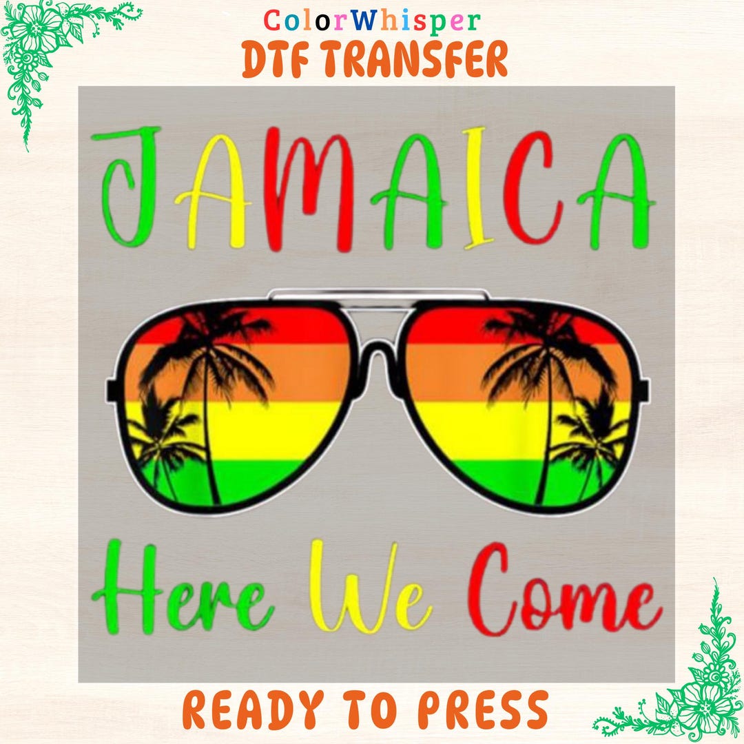 Jamaica DTF Transfer: Reggae Rasta Island Vacation Shirt Design, DIY ...