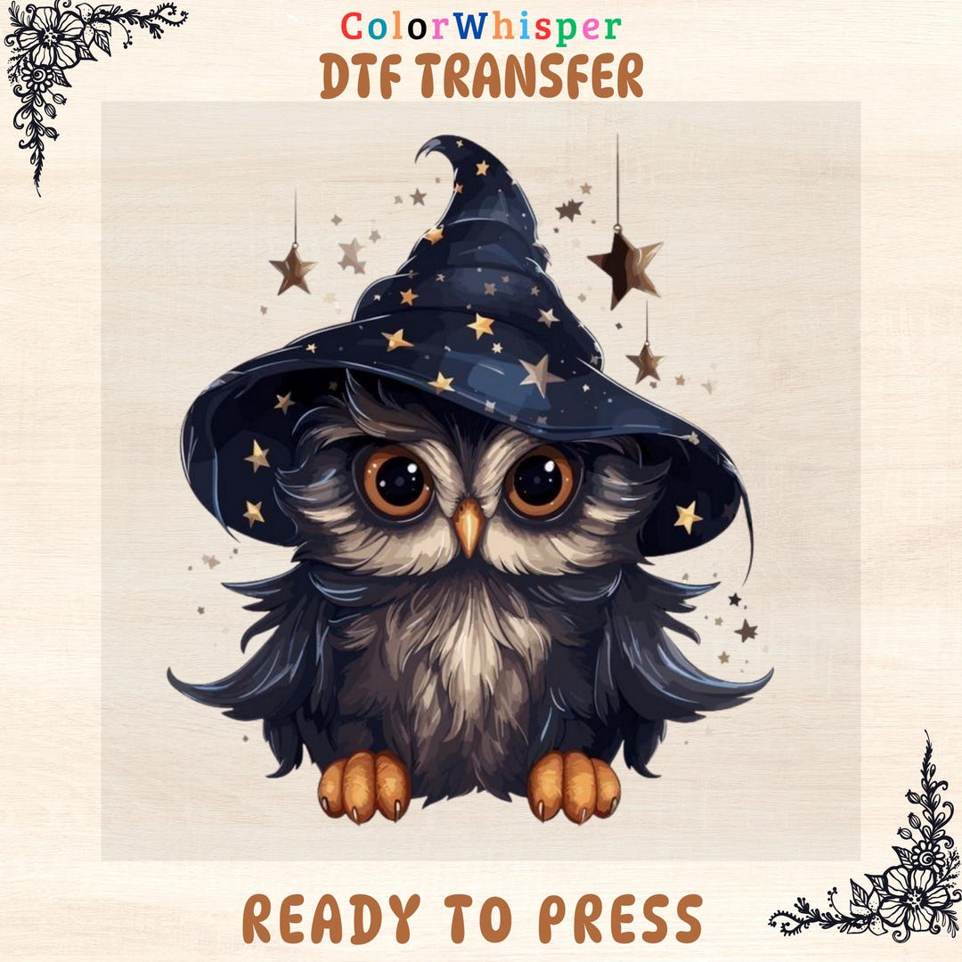 Wizard Owl DTF Transfer: Halloween Witch Hat Iron-on - Etsy