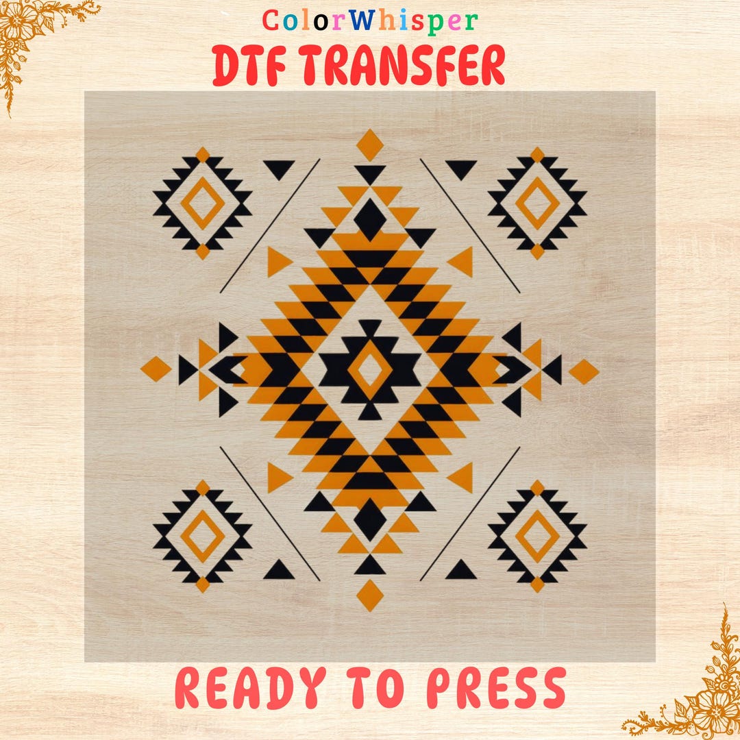Southwestern Aztec DTF Transfer: Orange Tribal Print, DIY Shirt - Etsy
