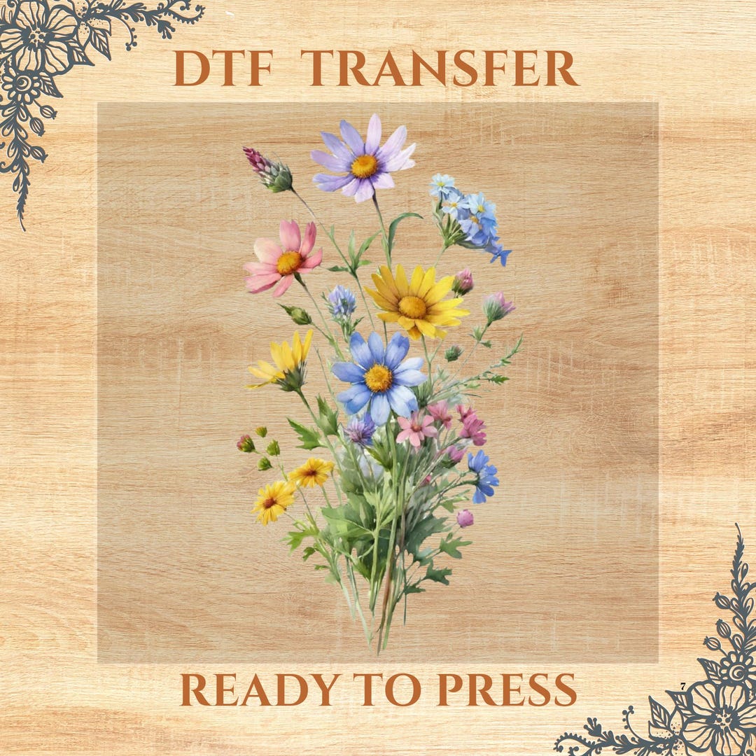 Wildflowers DTF Transfers, Custom Colorful Spring Floral Heat Transfer ...