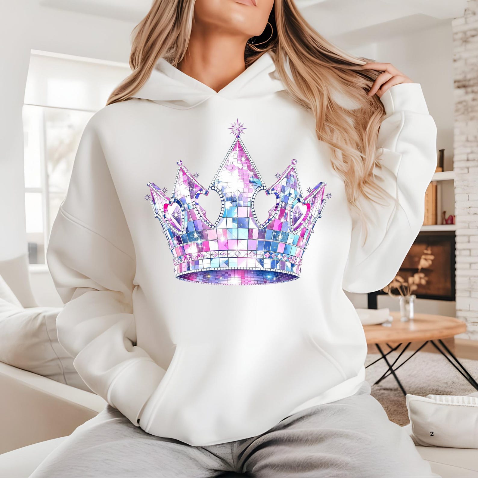 Holographic Queen Crown DTF Transfer: Sparkling Glitter Art - Etsy