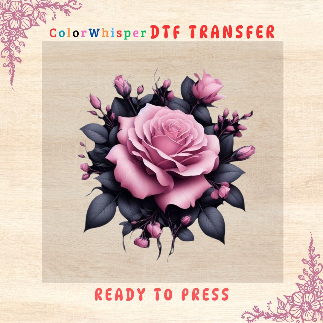 Gothic Pink Rose DTF Transfer: Floral Shirt Design - Etsy