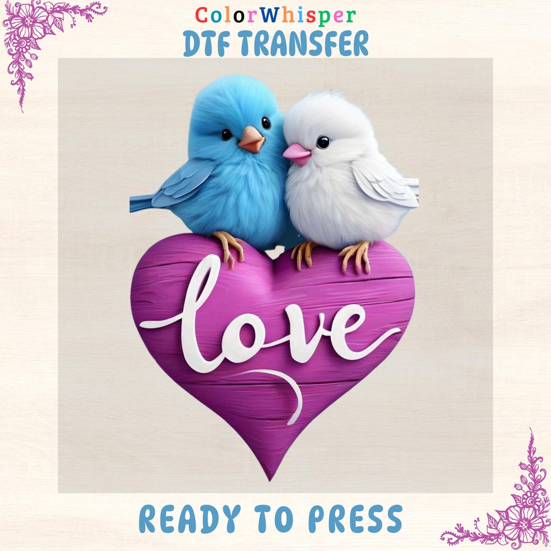 Romantic Love Birds DTF Transfer: Matching Shirt Iron-on for Couples ...