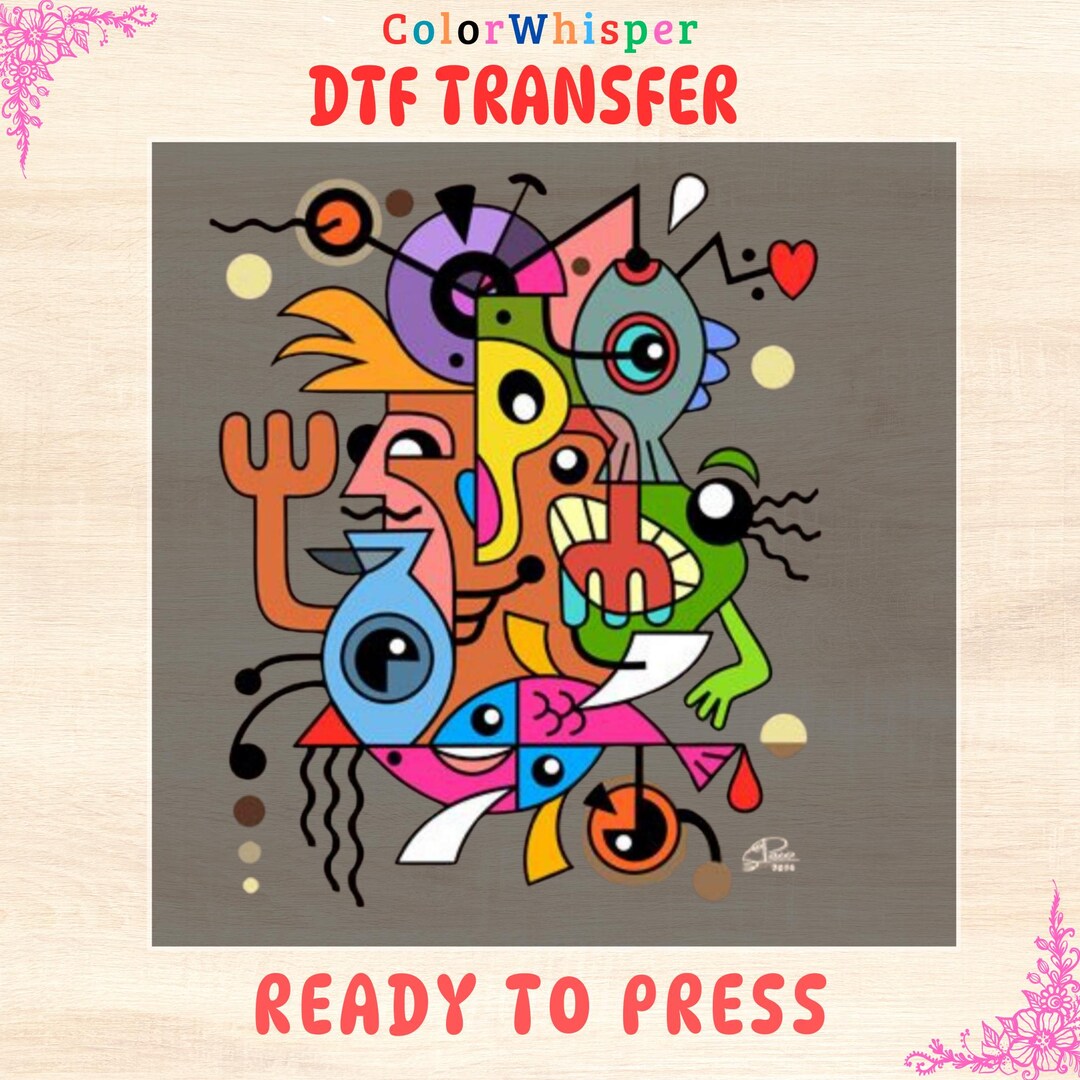 Abstract Eyes DTF Transfer – Colorful Art Heat Press Design – Ready to ...