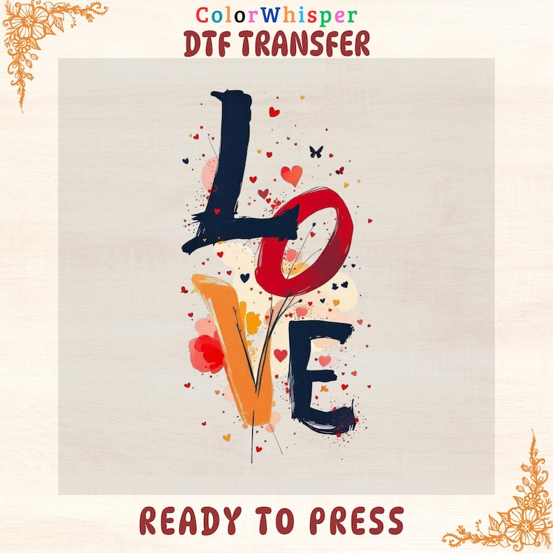 Love Heart DTF Transfer – Romantic Butterfly & Splash Design, Valentine ...