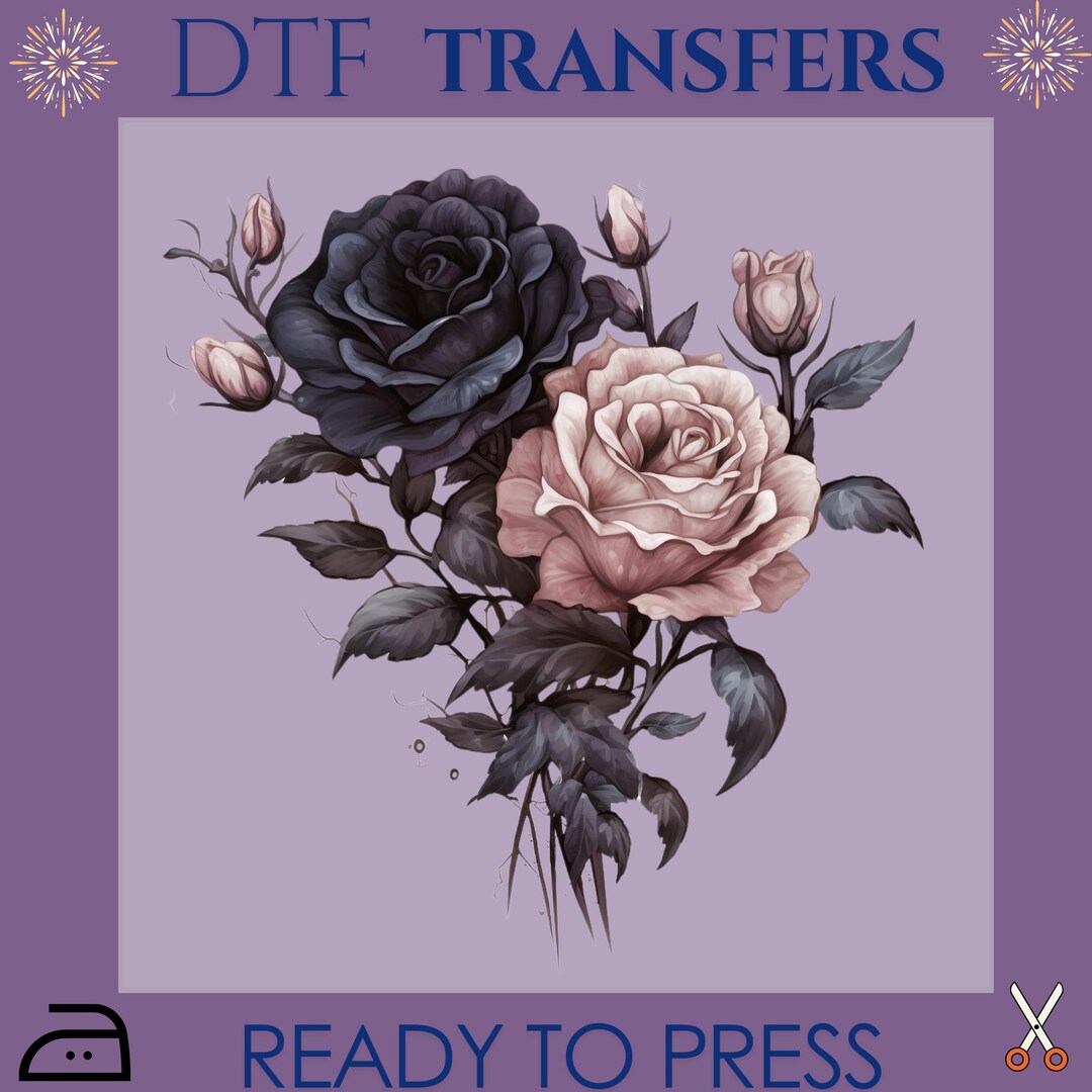 Gothic Rose DTF Transfers, Beautiful Rose DTF, Valentine's Day Ready to ...
