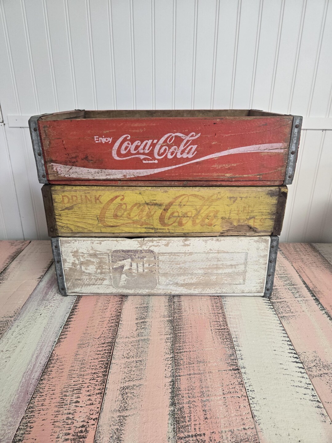 1965 Coca Cola Crate, Chattanooga Tennessee, Wood, Yellow With Red ...