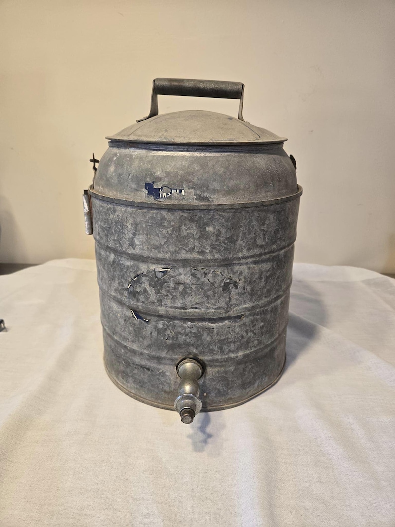 Vintage Galvanized Metal Water Cooler, Dispenser, With Spout, Man Cave ...