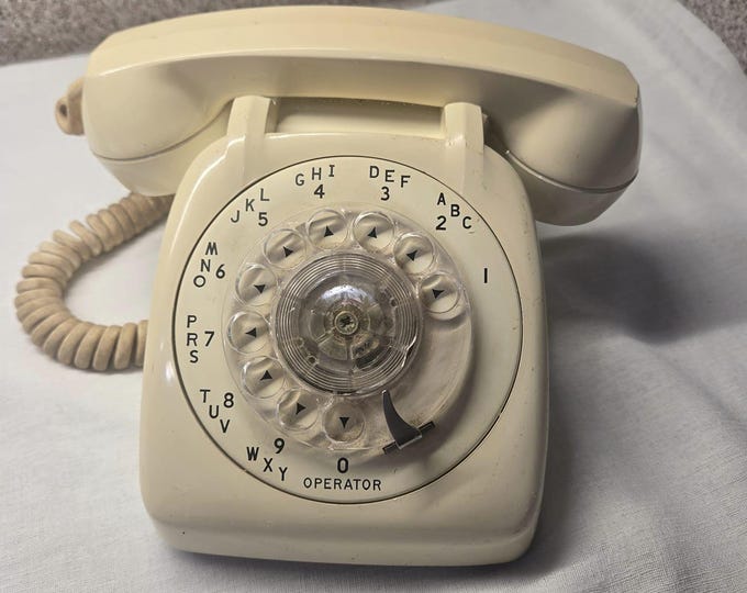 Vintage Automatic Electric Rotary Dial Telephone, Landline Phone, Tan ...