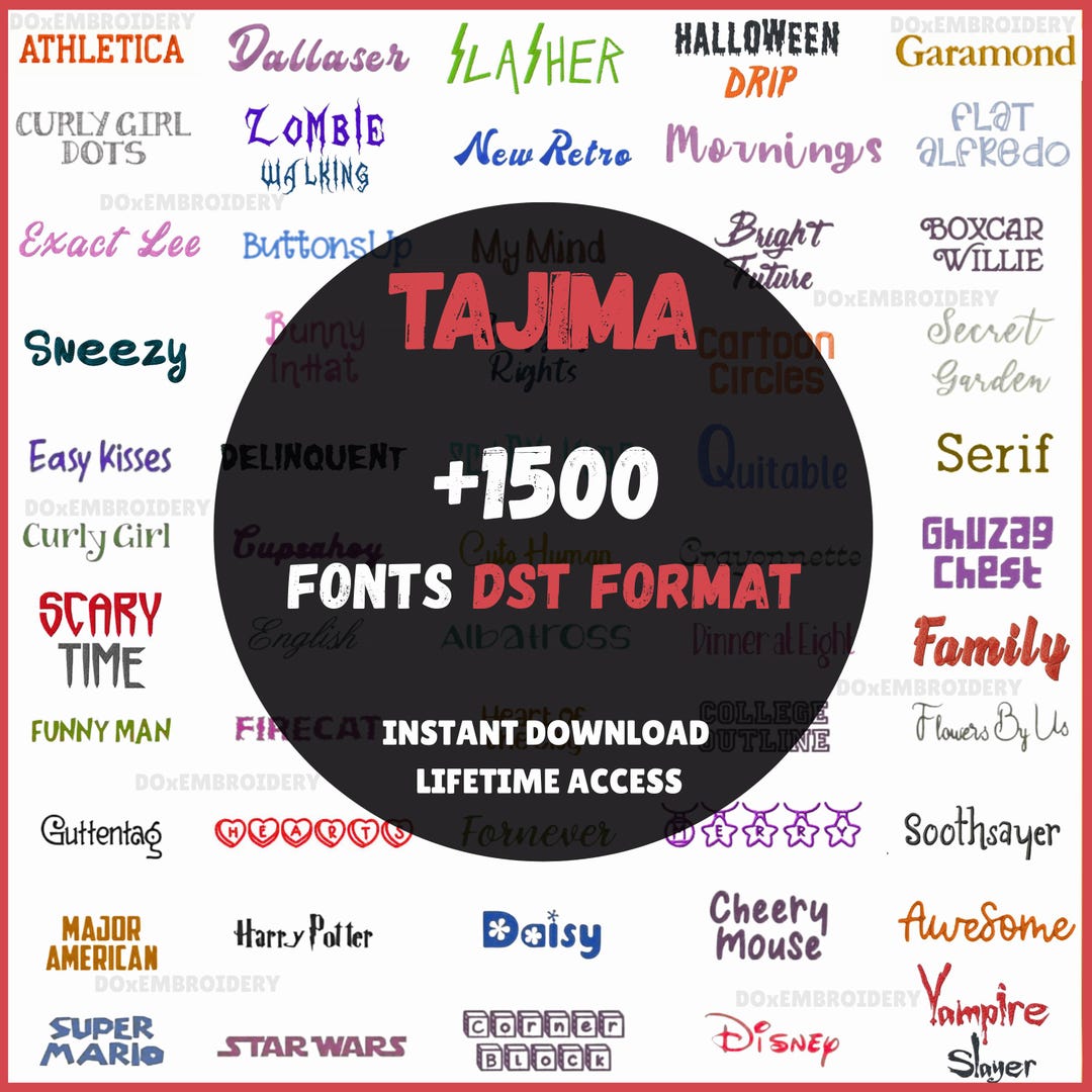 Machine Embroidery Fonts for Tajima – DST Format – Instant Download ...