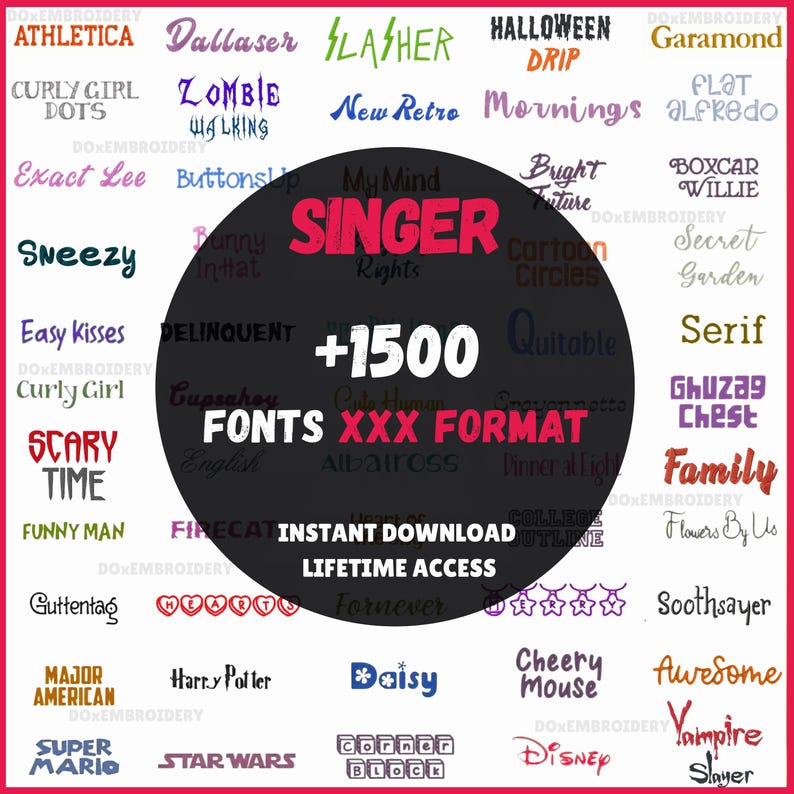 Machine Embroidery Fonts for Singer – XXX Format – Instant Download ...