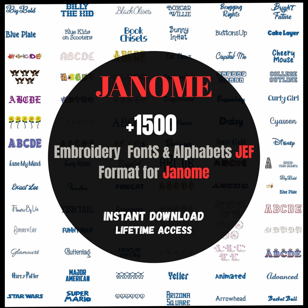 Machine Embroidery Fonts for Janome – JEF Format – Instant Download ...