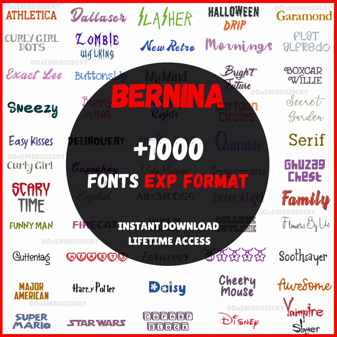 Machine Embroidery Fonts for Bernina – EXP Format – Instant Download ...