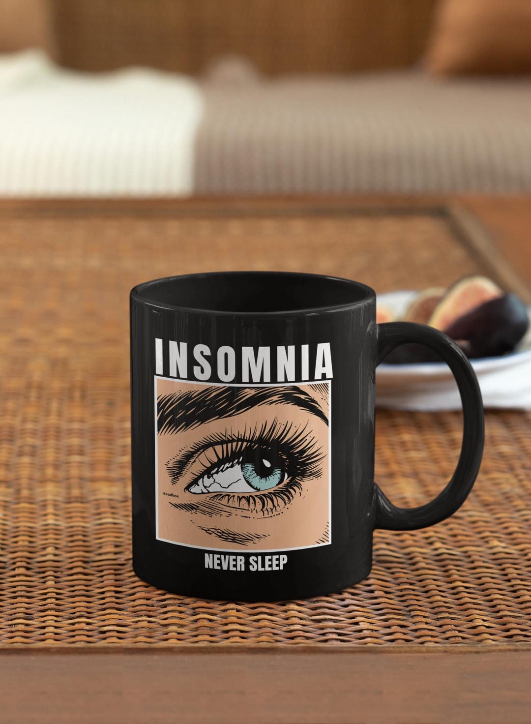 Insomnia Mug, Night Owl Coffee Cup, Bold Black Mug for Sleepless Nights ...