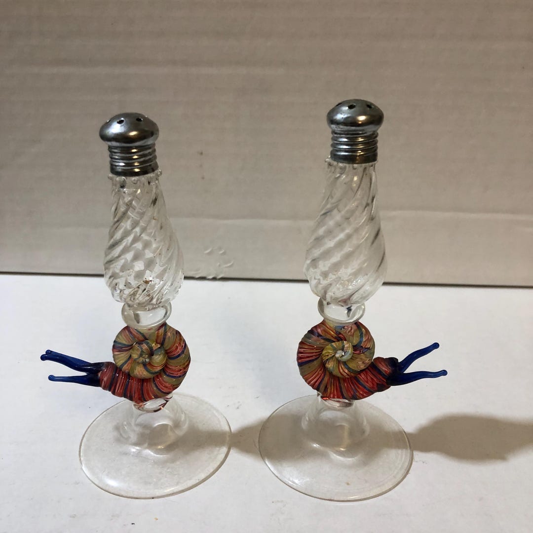 Salt & Pepper Shakers, Beautiful Blown Glass Snails, Vintage - Etsy