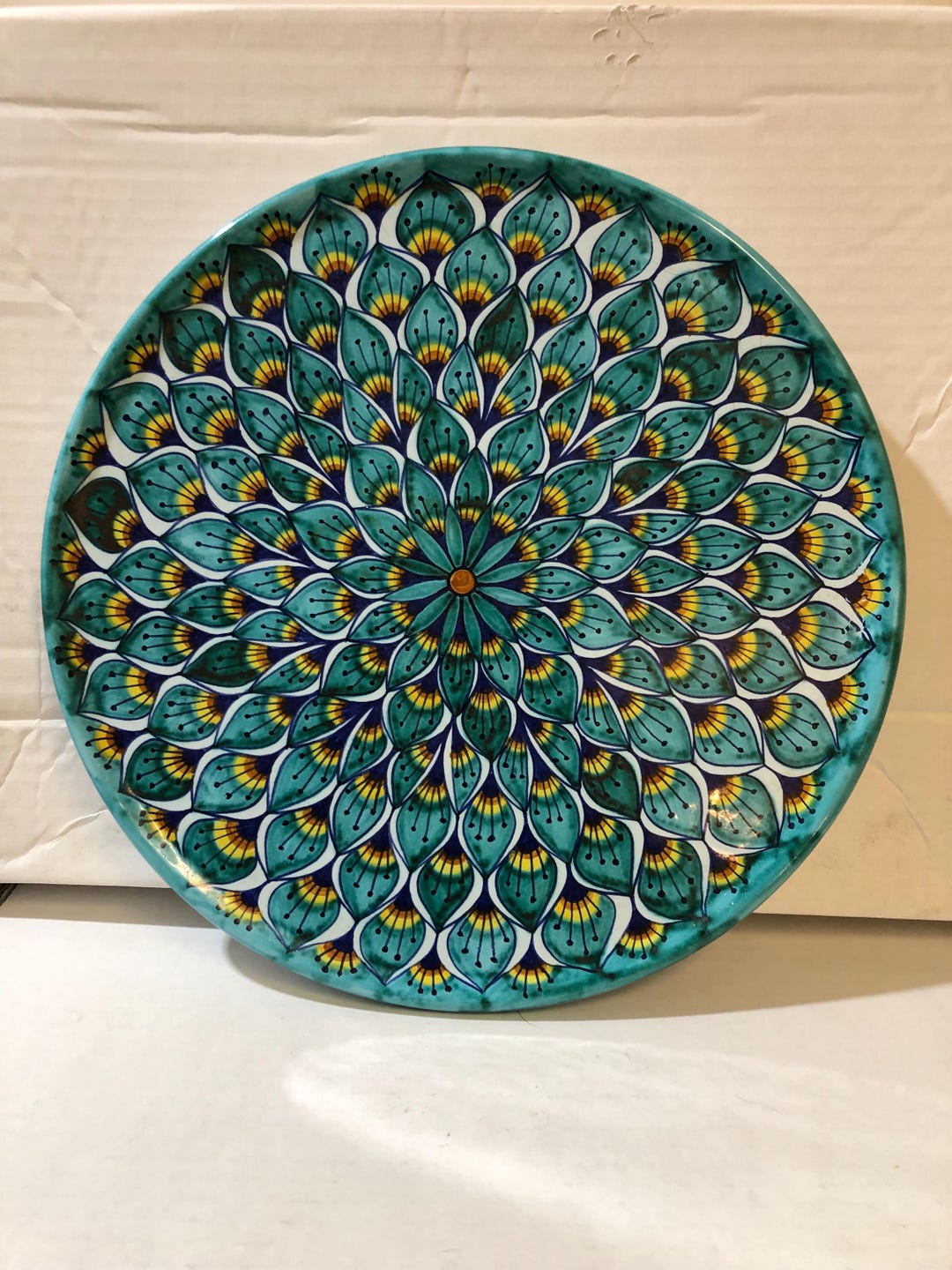 Stedav of Assisi Italian Pottery Cake Plate or Platter, Peacock ...