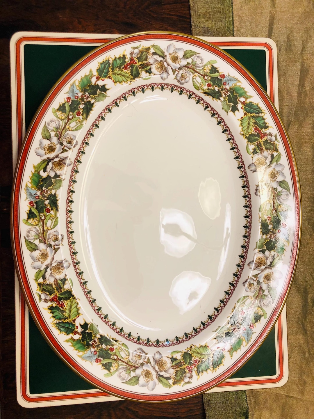 Spode Christmas Rose China Pattern (england) 15” Oval (turkey) Platter ...