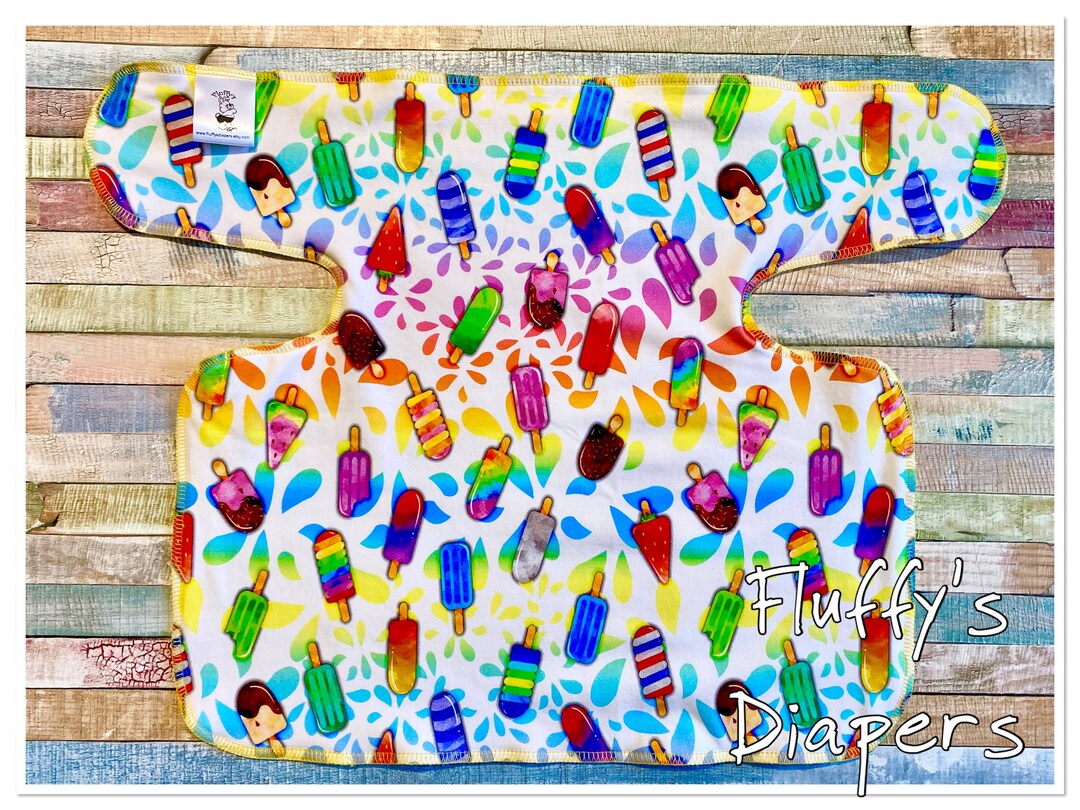 Preflat - OS Rainbow Popsicle Stretchy Preflat Cloth Diaper Ready to ...