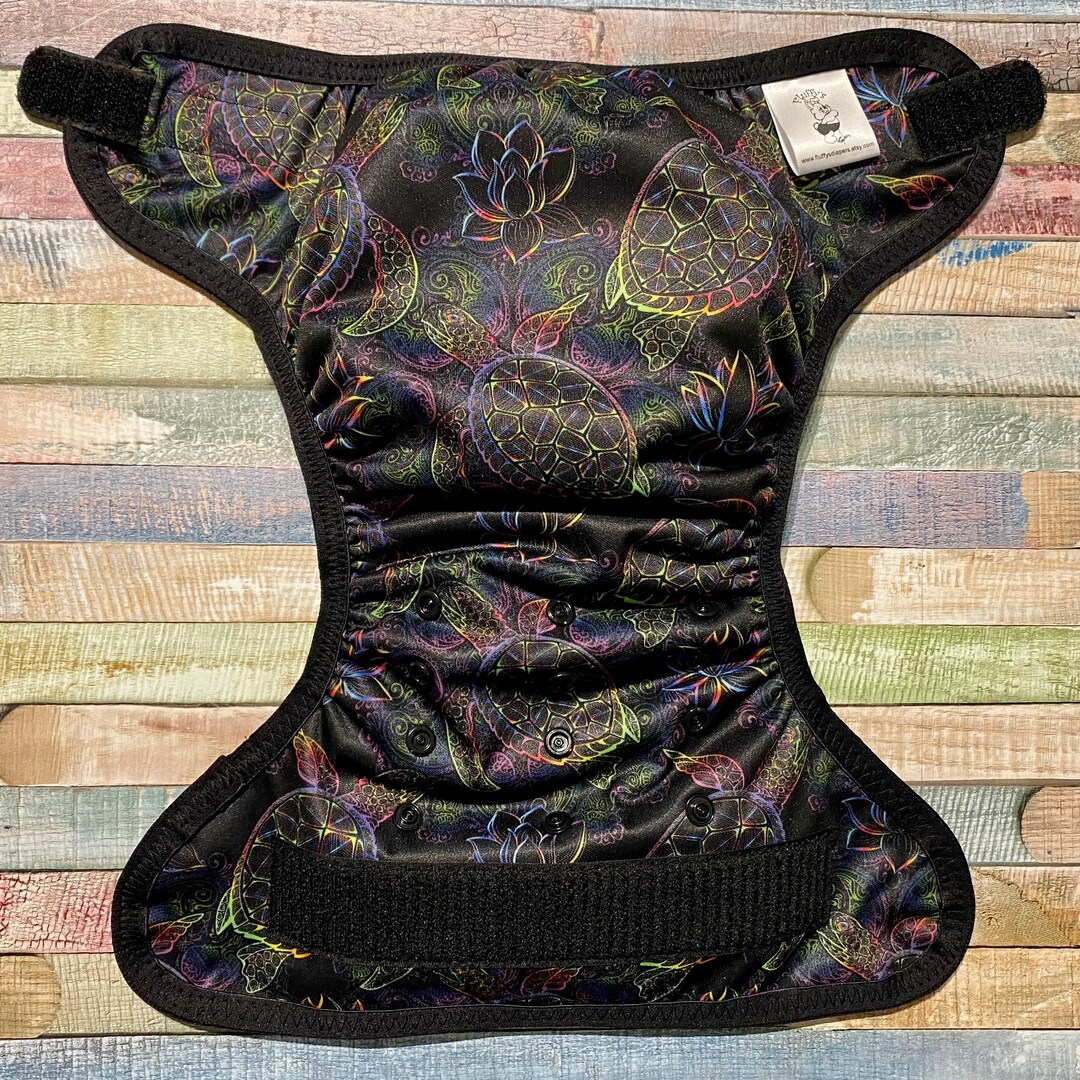 Rainbow Sea Turtle PUL Cloth Diaper Cover With Snaps or Hook and Loop ...