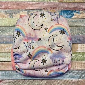 Pastel Rainbow Moon PUL Cloth Diaper Cover XS/NB, Small, Medium, Large ...