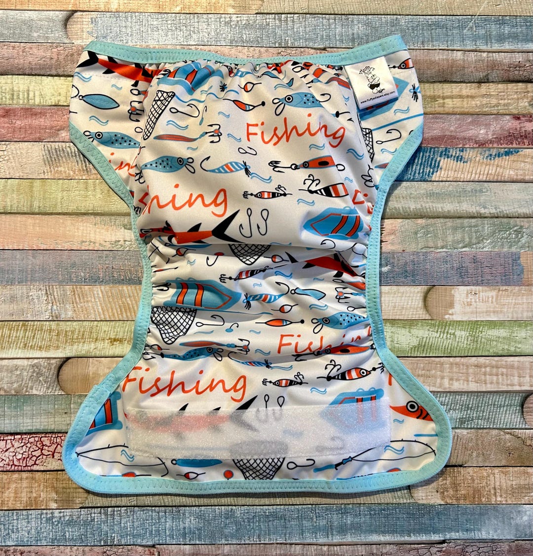 XS Newborn Gone Fishing PUL Cloth Diaper Cover With Snaps or Hook and ...