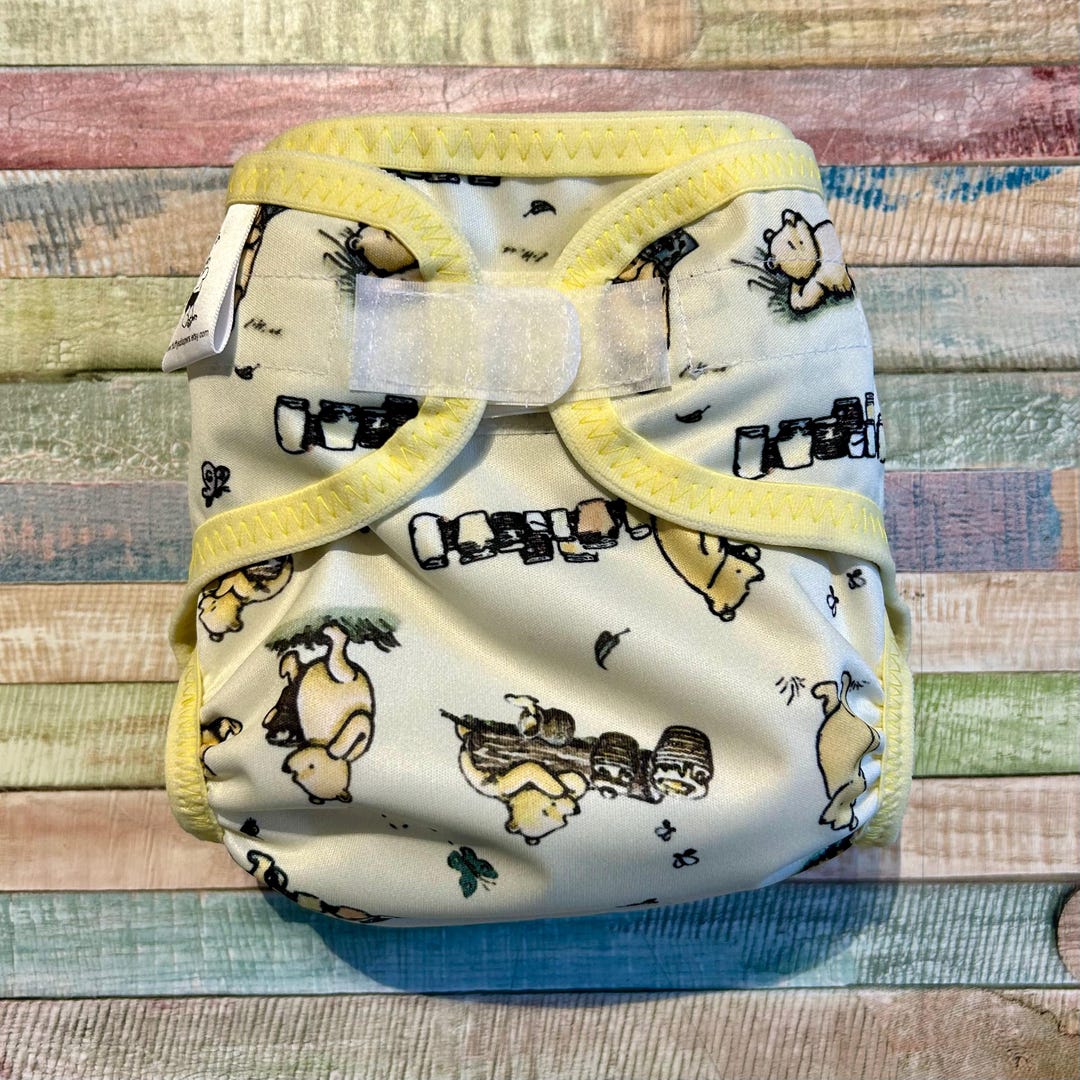Yellow Vintage Bear PUL Cloth Diaper Cover XS/NB, Small, Medium, Large ...