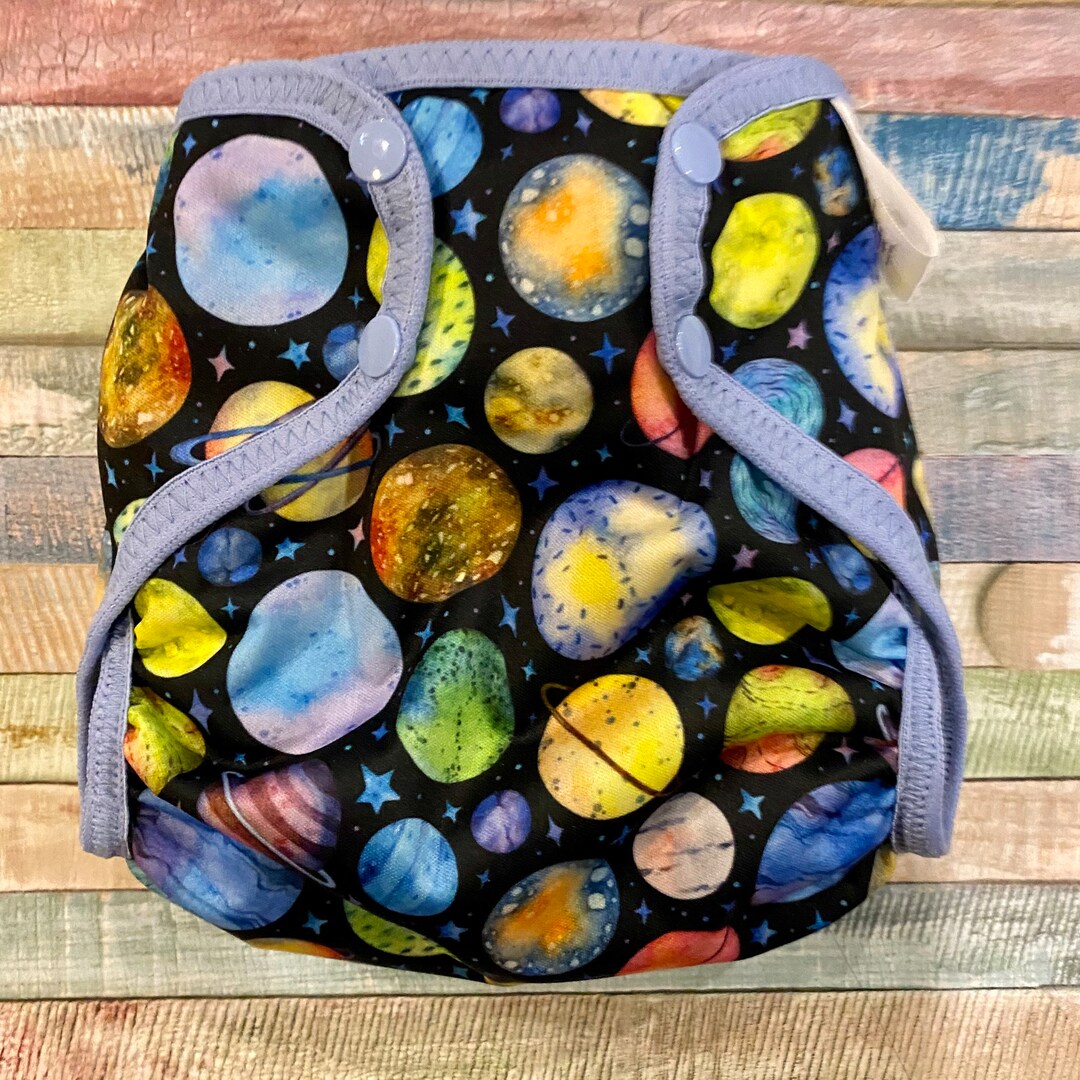 Planets PUL Cloth Diaper Cover With Aplix Hook & Loop or Snaps You Pick ...
