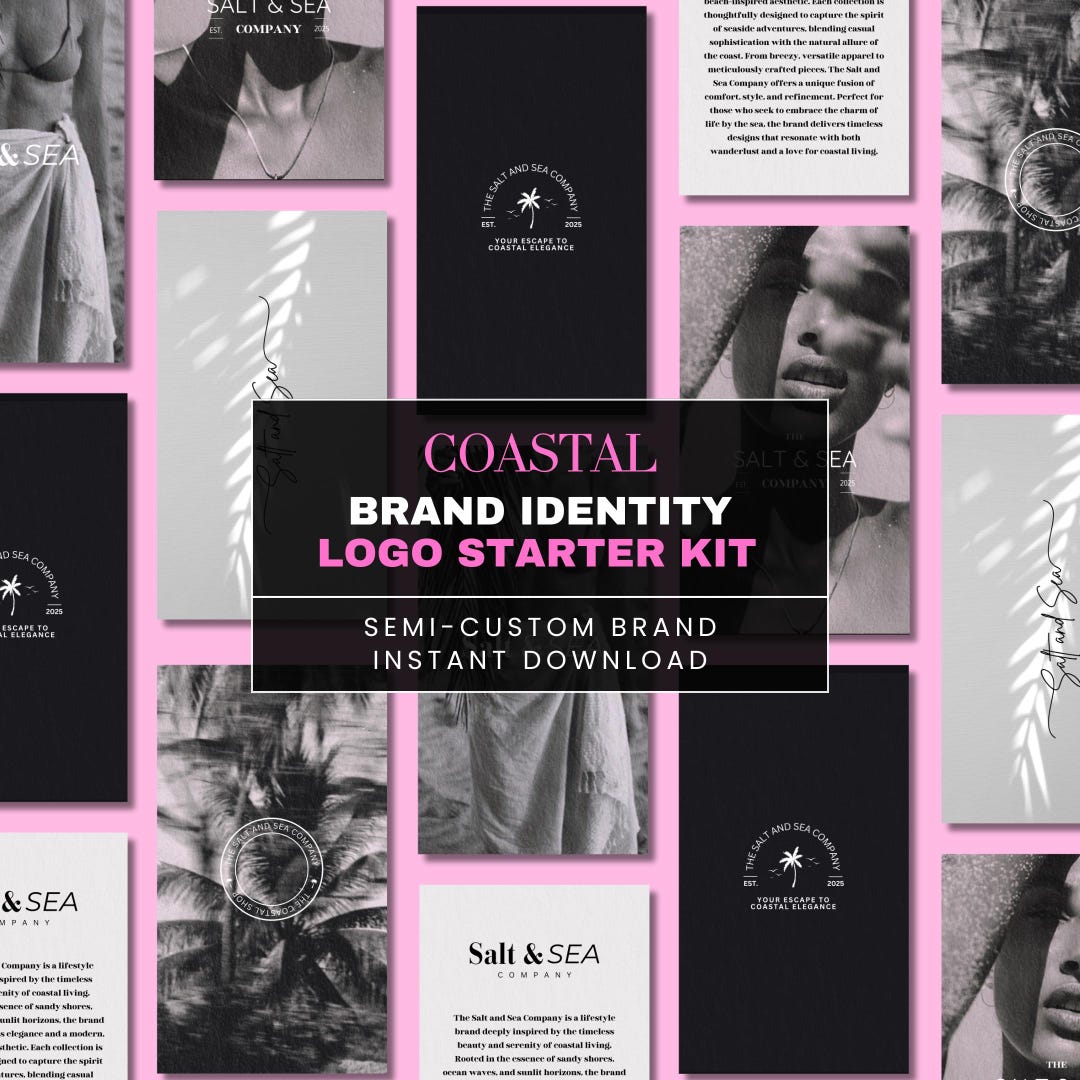 Minimalist Coastal Brand Identity Logo Starter Kit | Feminine Branding ...