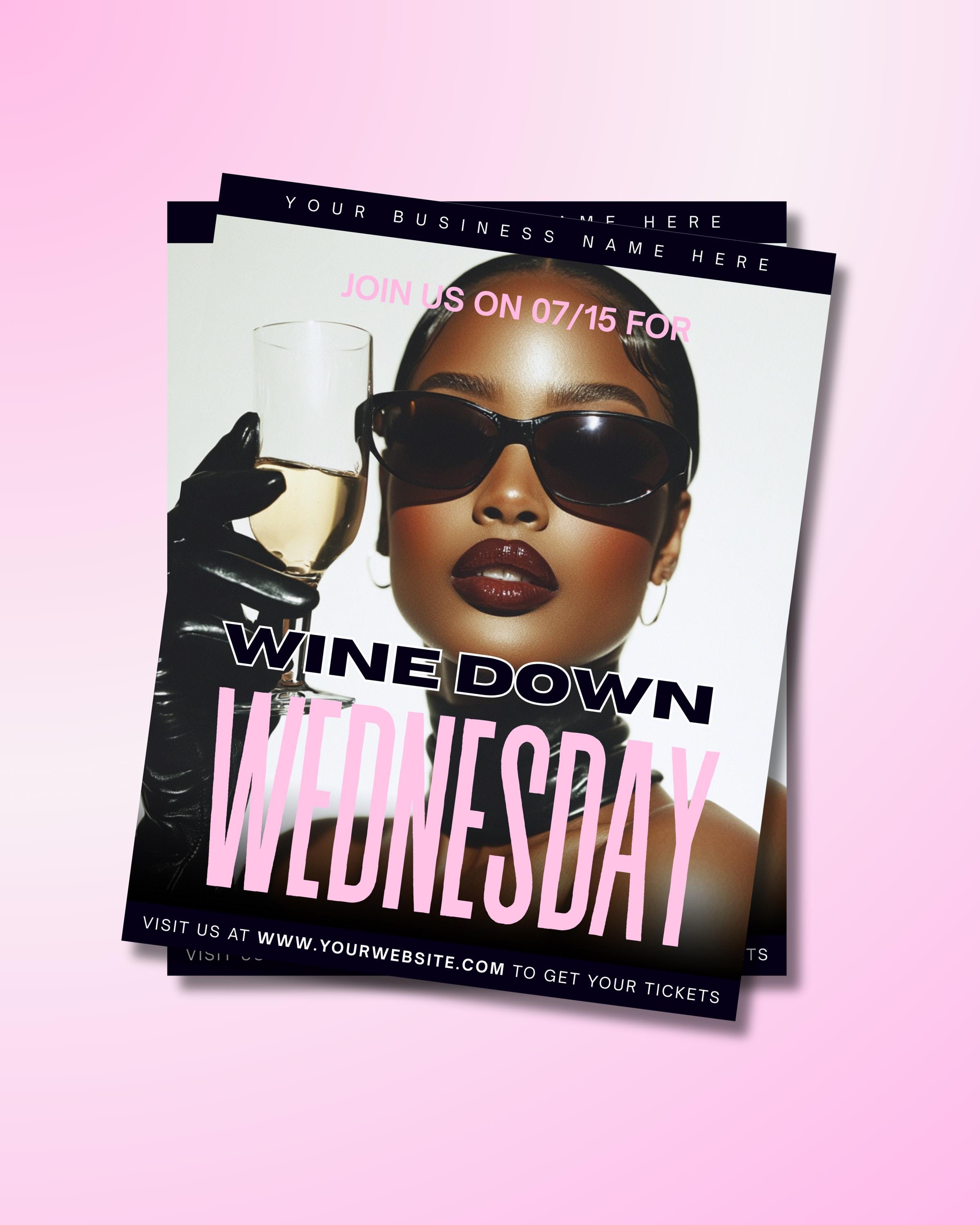 Wine Down Wednesday Flyer | Customizable Canva Template | Editable ...