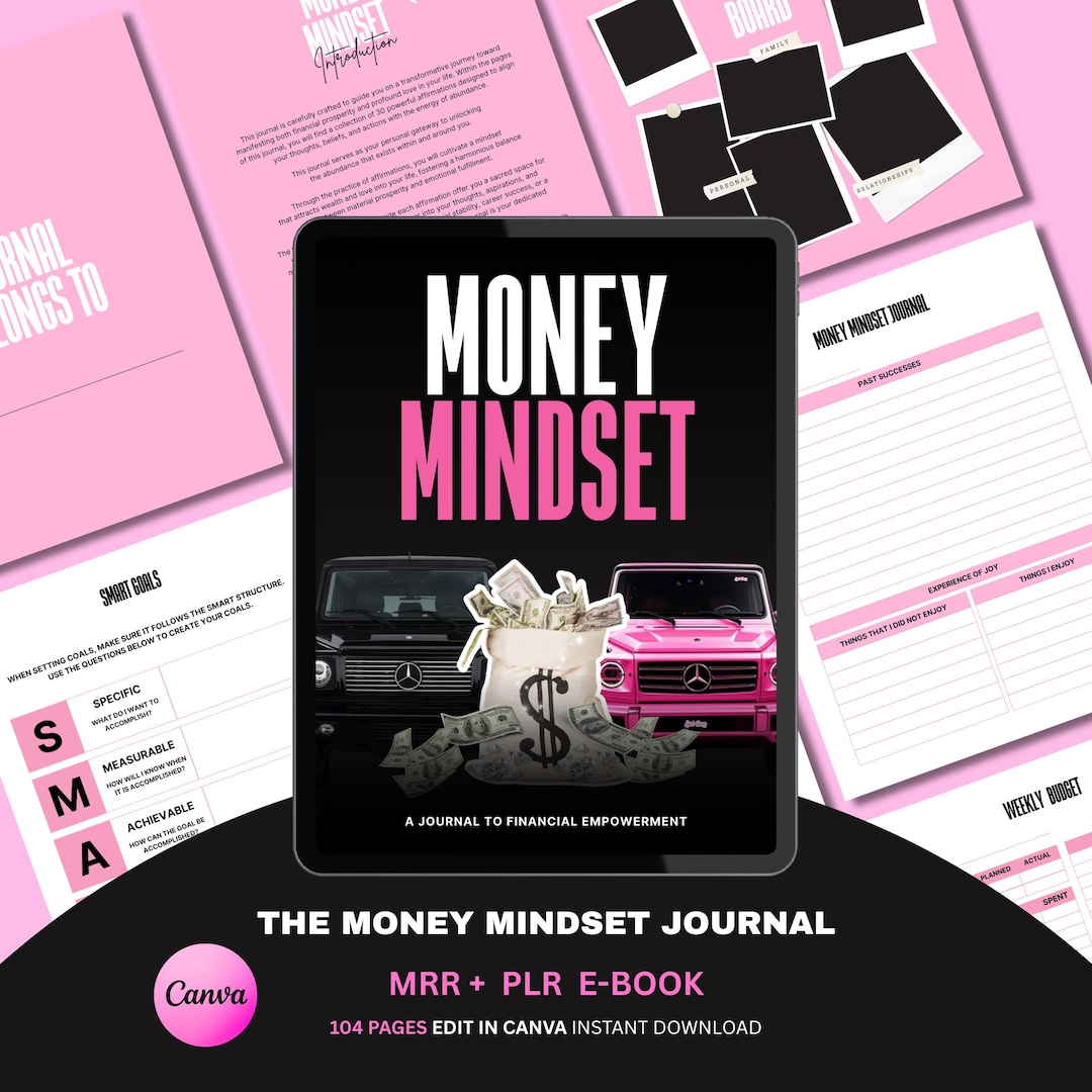 Money Mindset Journal | Editable Pink Canva Planner | Financial Boss ...