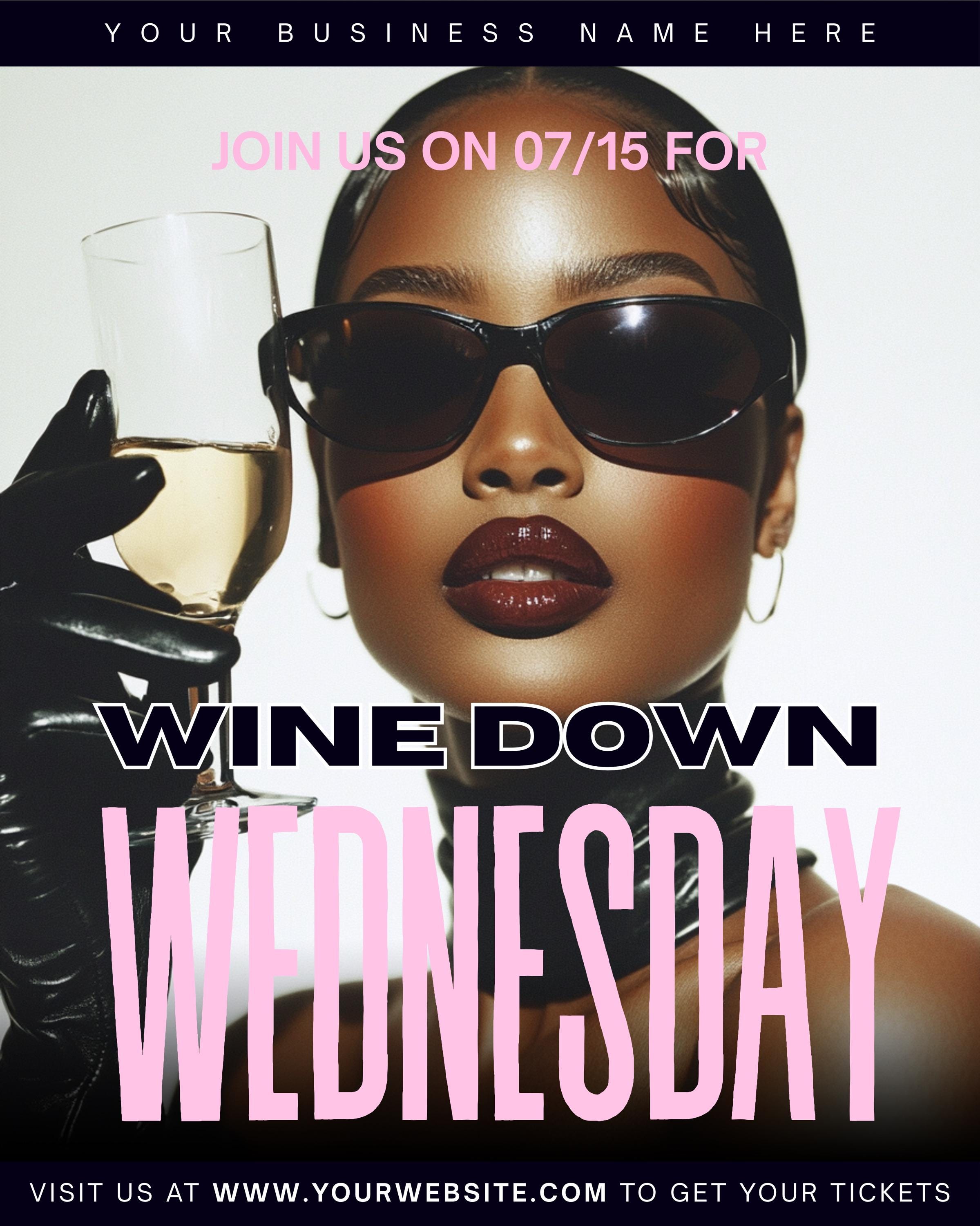 Wine Down Wednesday Flyer | Customizable Canva Template | Editable ...
