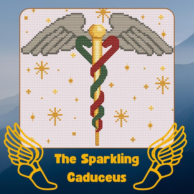 The Sparkling Caduceus Cross Stitch Pattern - Etsy