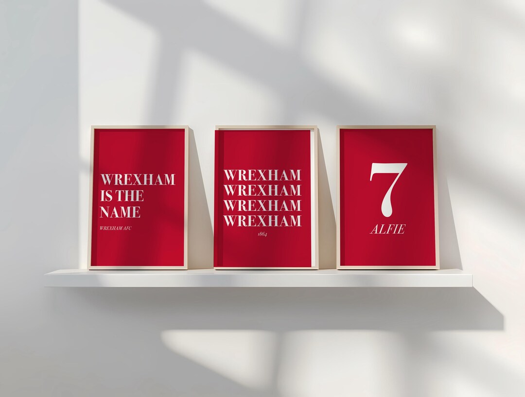 Wrexham AFC Personalised Print Set: Fan Art Any Name and Number ...