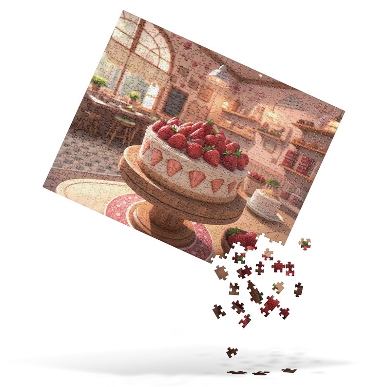 Strawberry Cream Cake Puzzle – Cozy Sweet Bakery Scene, Dessert ...