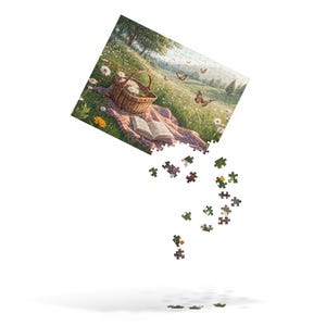 Meadow Flower Field Jigsaw Puzzle – Sunny Picnic Scene, Floral Puzzle ...