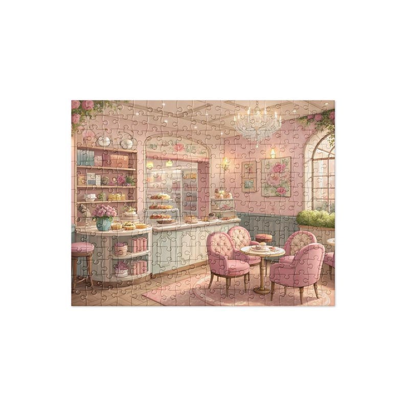 Charming Pink Cafe Jigsaw Puzzle – Cute Coffeehouse Scene, Adorable ...