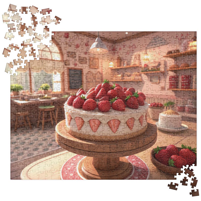 Strawberry Cream Cake Puzzle – Cozy Sweet Bakery Scene, Dessert ...