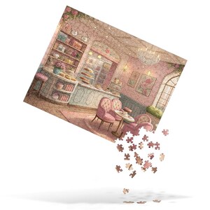 Charming Pink Cafe Jigsaw Puzzle – Cute Coffeehouse Scene, Adorable ...