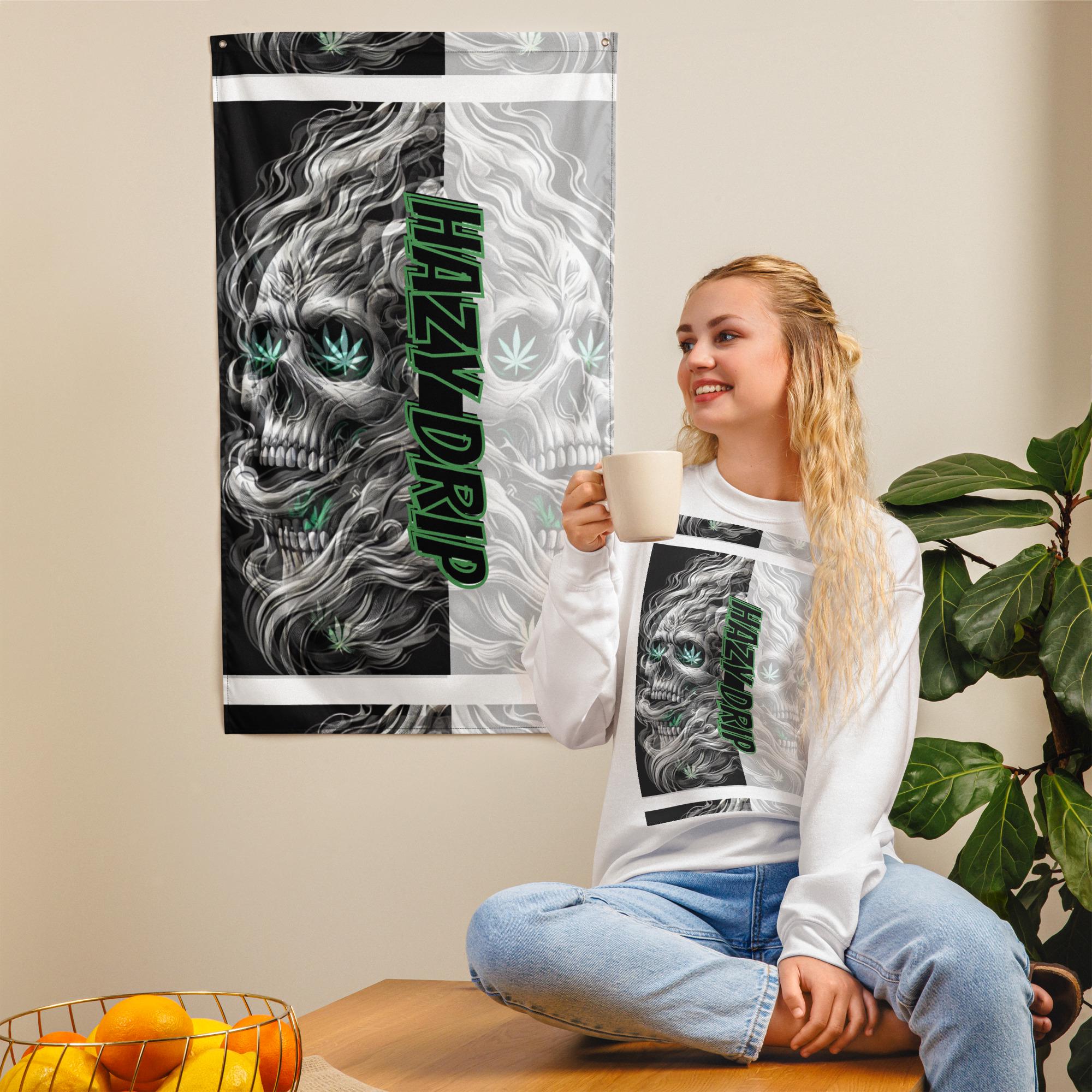 Hazy Drip Weed Smokers Skull Flag - Etsy