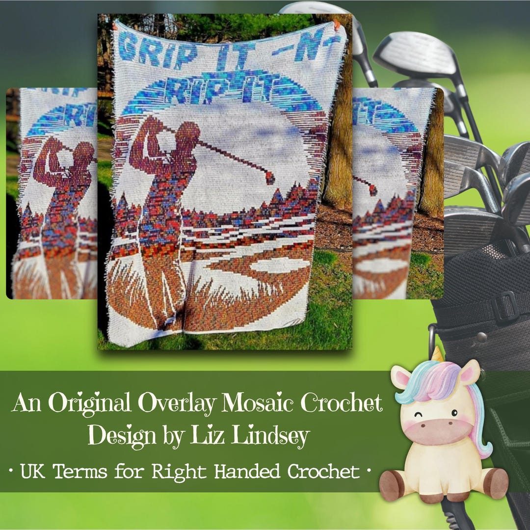 Golf Blanket Crochet Pattern: Overlay Mosaic Golfer Silhouette | UK ...