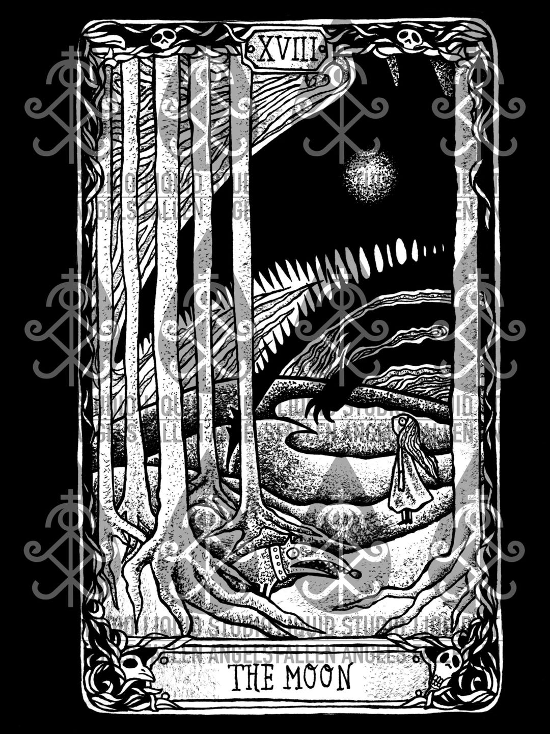 Tarot Card 11 X 17 Print “THE MOON” - Etsy