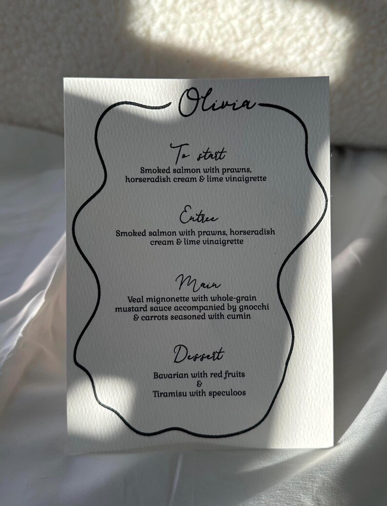 Whimsical Wedding Menu & Place Card Template: Hand-drawn Scribble ...