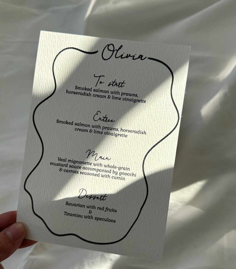 Whimsical Wedding Menu & Place Card Template: Hand-drawn Scribble ...
