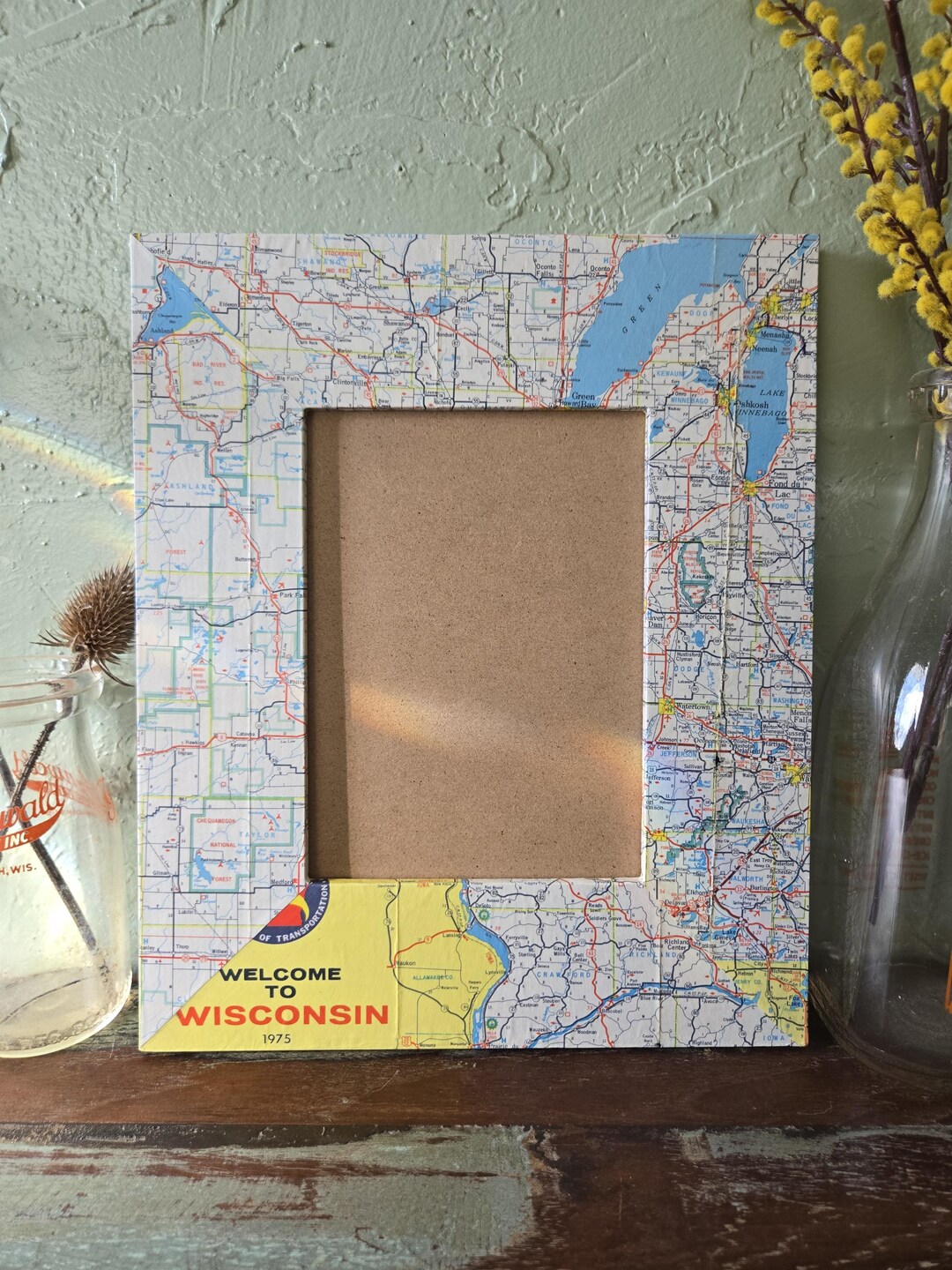 Vintage Wisconsin Map - 5x7 Picture Frame - Wisconsin - Wisconsin Map ...