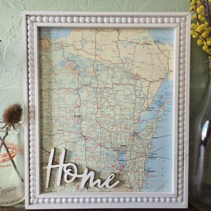 1974 Vintage Wisconsin Map in White Picture Frame - Etsy