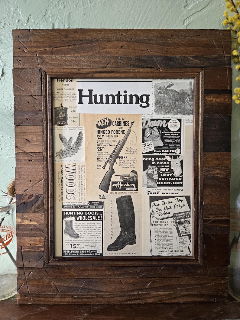 Vintage Hunting Advertisements Collage in Wood Frame - Etsy