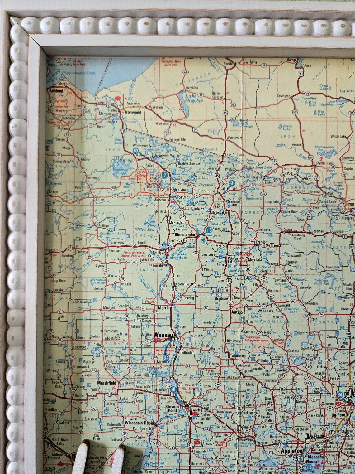 1974 Vintage Wisconsin Map in White Picture Frame - Etsy